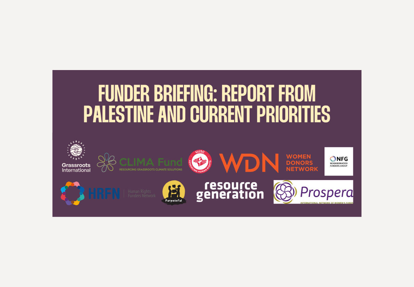 Human Rights Funders Network - Funder Briefing on Palestine